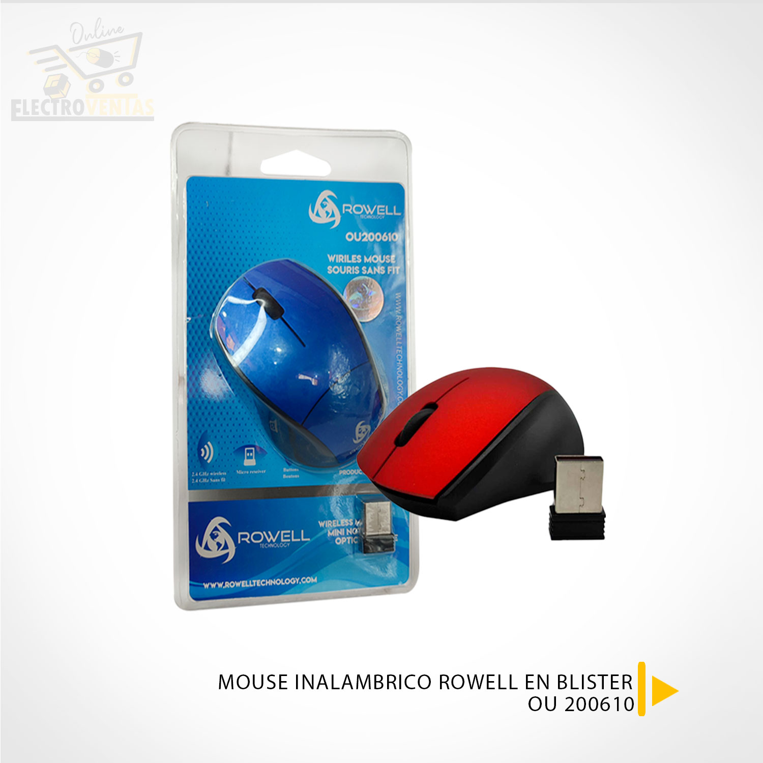 (OFERTA) «OU200610» MOUSE INALAMBRICO ROWELL EN BLISTER