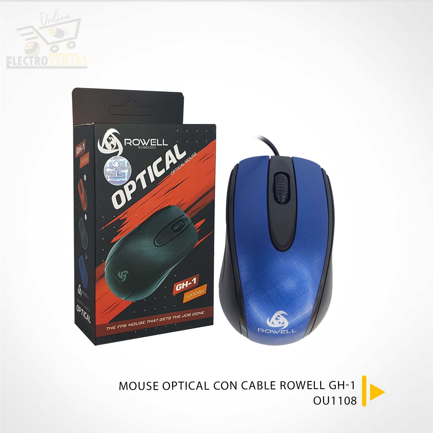 (OFERTA)“OU1108” MOUSE OPTICAL CON CABLE ROWELL GH-1