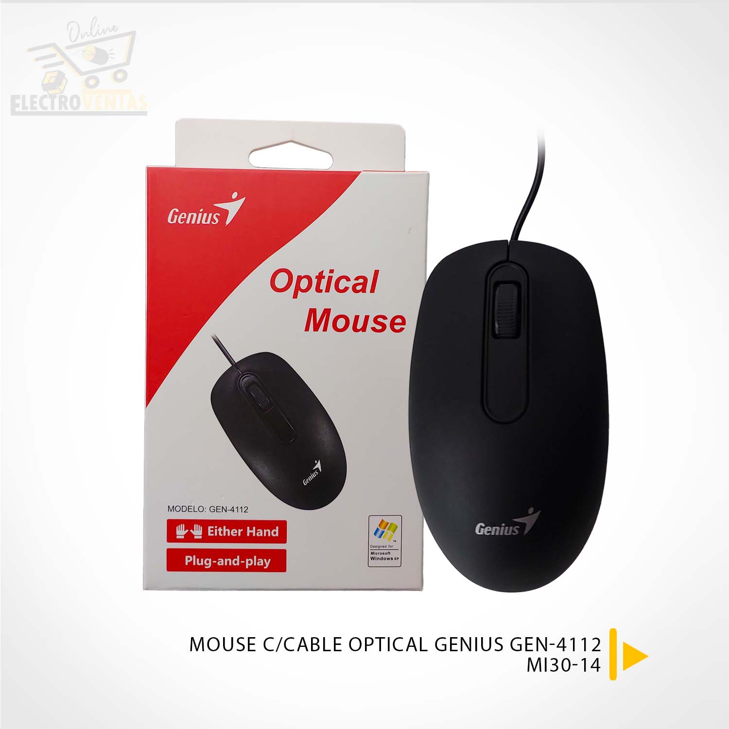 (OFERTA) «MI30-14» MOUSE C/CABLE OPTICAL GENIUS GEN-4112