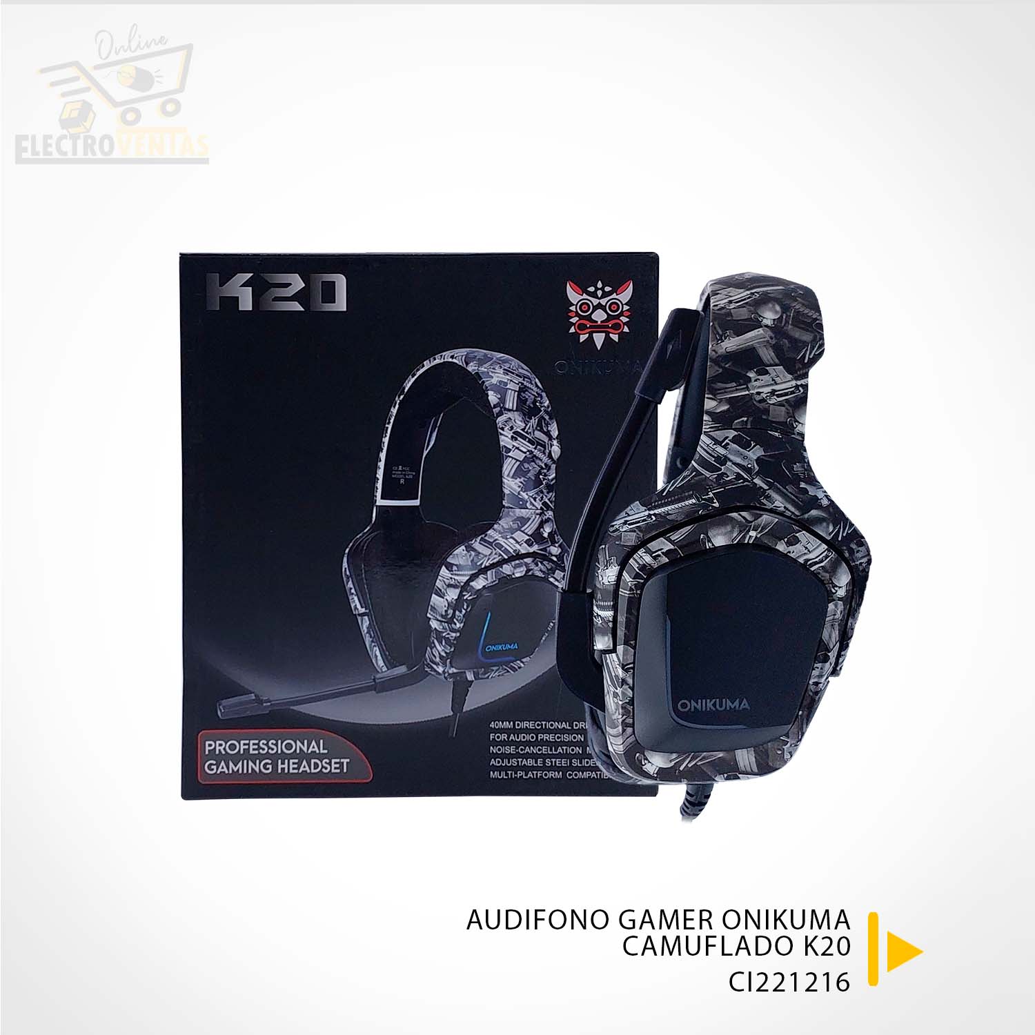 (OFERTA) “CI221216” AUDIFONO GAMER ONIKUMA CAMUFLADO K20