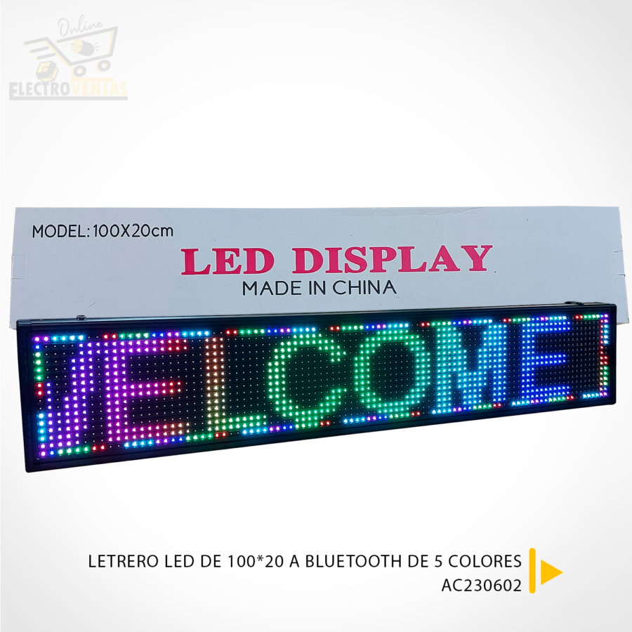 (OFERTA) «AC230602» LETRERO LED DE 100*20 A BLUETOOTH DE 5 COLORES