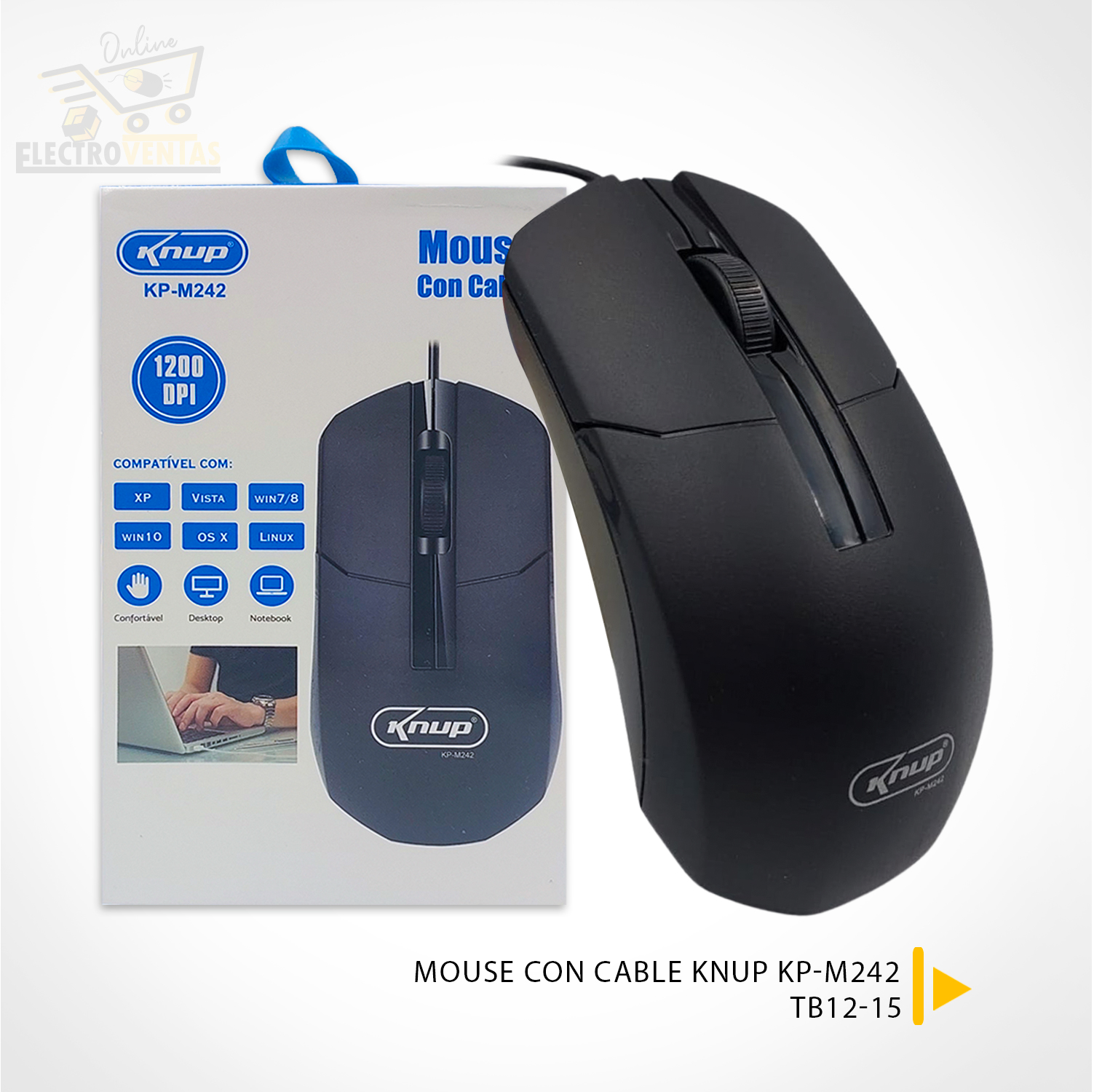 «TB12-15» MOUSE CON CABLE KNUP KP-M242 (OFERTA)